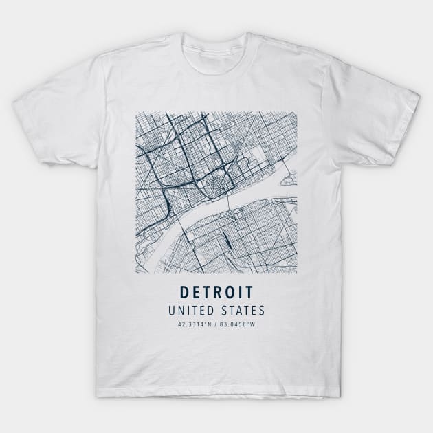 DETROIT SIMPLE MAP - Maps - T-Shirt | TeePublic