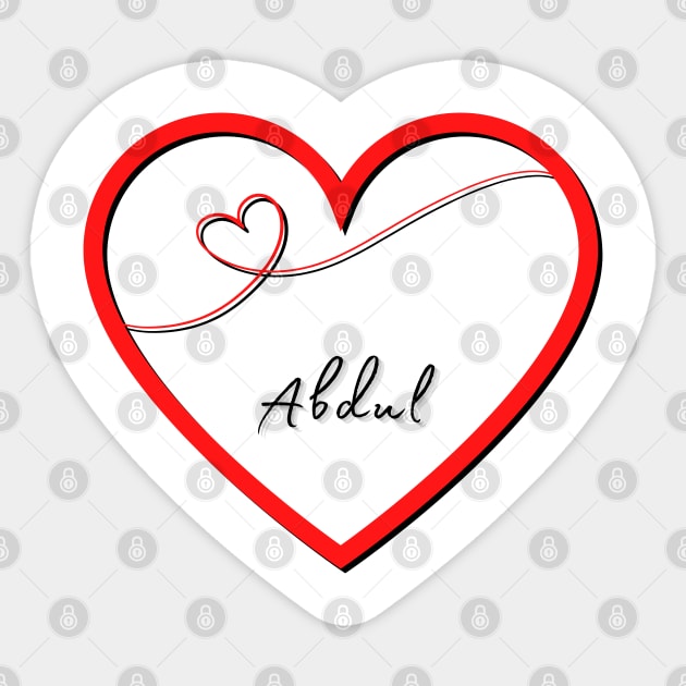 ABDUL Name in Heart - Personalized Name Gift - Sticker | TeePublic