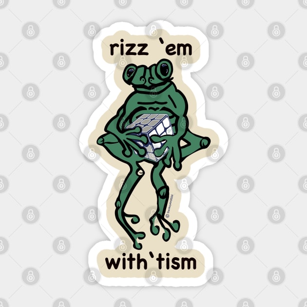 Rizz Em Green Frog - Rizz Froggy - Sticker | TeePublic