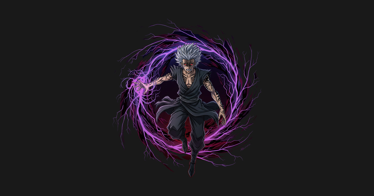 Furious Anime Warrior Purple Lightning Art - Anime Warrior - T-Shirt ...