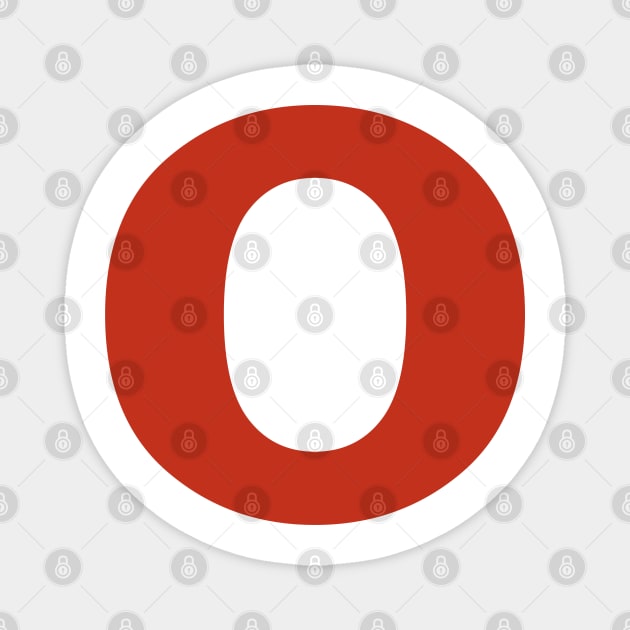 Letter o in Red Text Minimal Typography - Red - Magnet | TeePublic