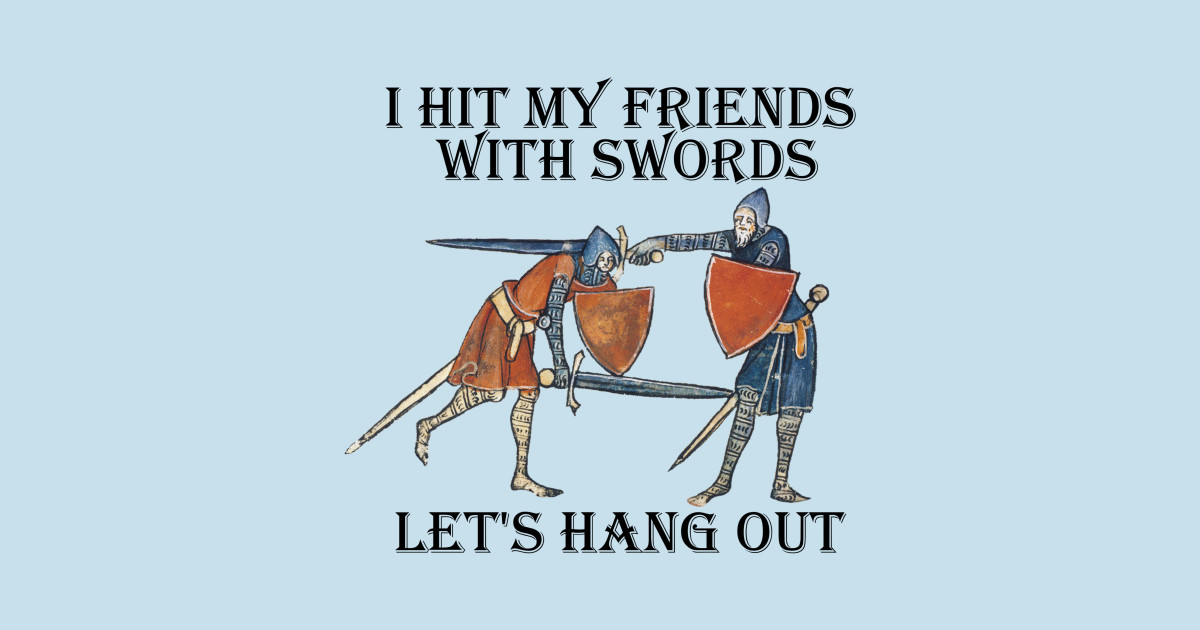 I hit my friends with swords - Hema Sword Fighting - T-Shirt | TeePublic