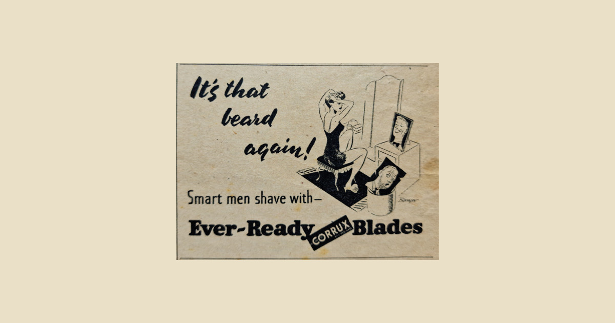 Corrux Razor Blades British 1940s Advert - Advertising - T-Shirt ...