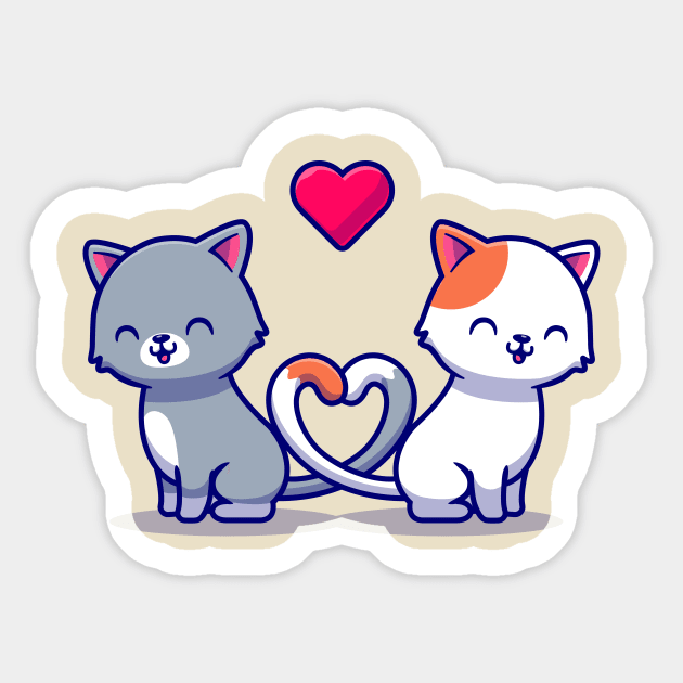 Couple Of Cat Cartoon - Couple Of Cat Cartoon - Sticker | TeePublic