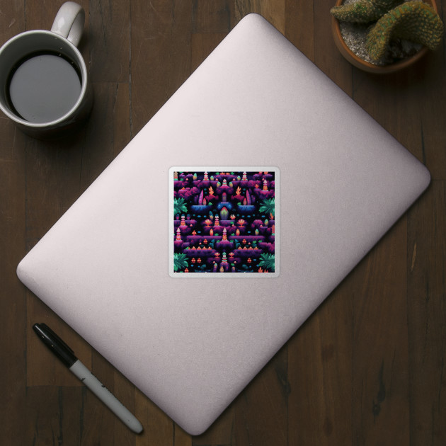 Pixel Art Repeating Patternv - Pixel Art Repeating Pattern - Sticker ...