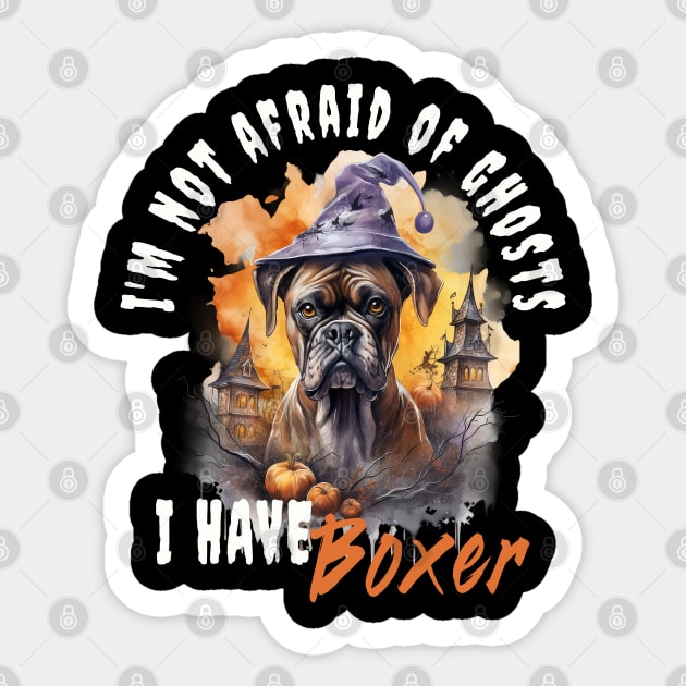 Boxer Dog Ghost Guardian Vintage Halloween Funny - Dog Halloween Gift ...