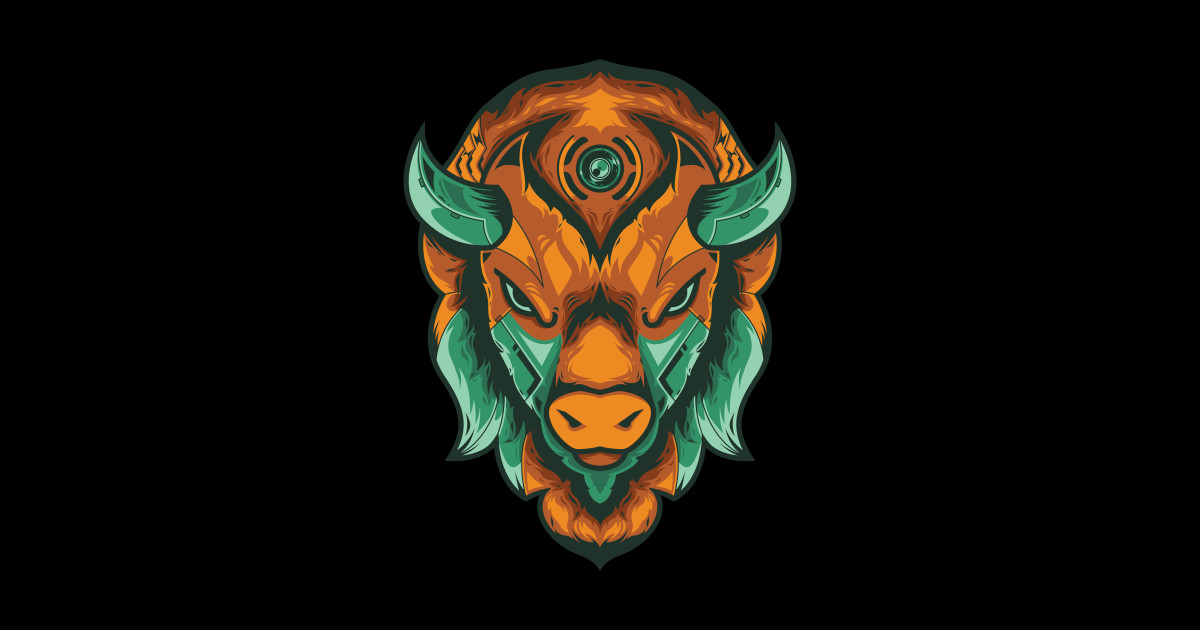 Bison Head - Bison Head Vector Illustration - Sticker | TeePublic