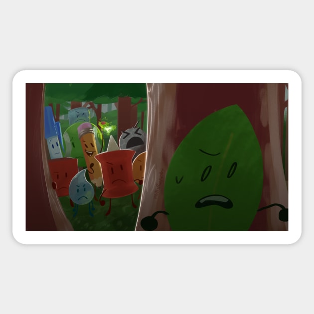 BFDI Leafy Chase Scene - Bfb - Sticker | TeePublic