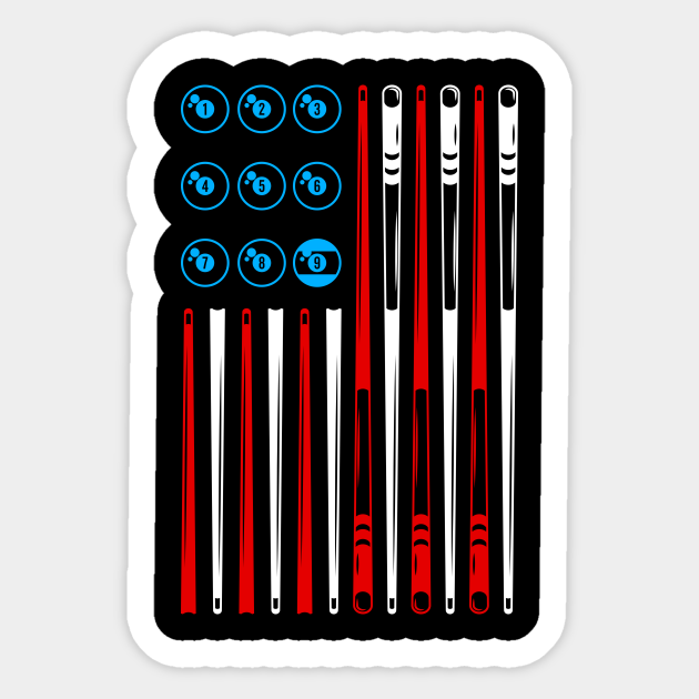 BILLIARDS POOL AMERICAN FLAG - Billiards - Sticker | TeePublic