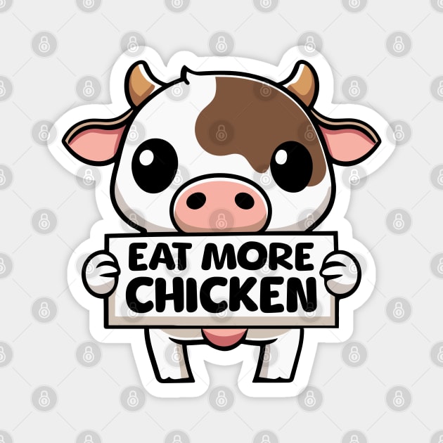 Eat More Chicken! Cute Cow Cartoon - Cute Cow Puns - Magnet | TeePublic