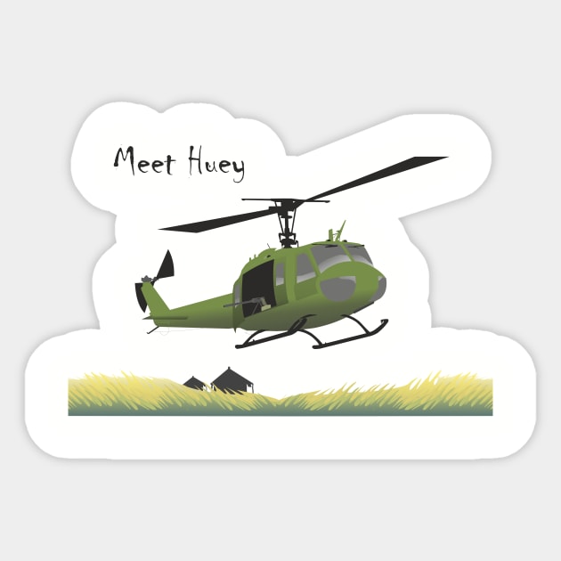 Huey Helicopter in Vietnam - Uh1 - Sticker | TeePublic