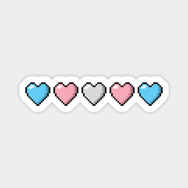 Row of Five Transgender Pride Flag Pixel Hearts - Transgender Pride ...