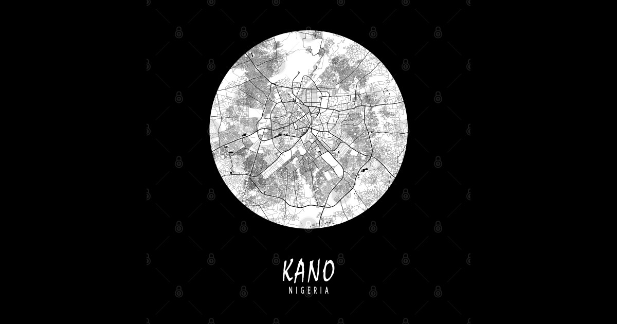 Kano, Nigeria City Map - Full Moon - Kano - Sticker | TeePublic