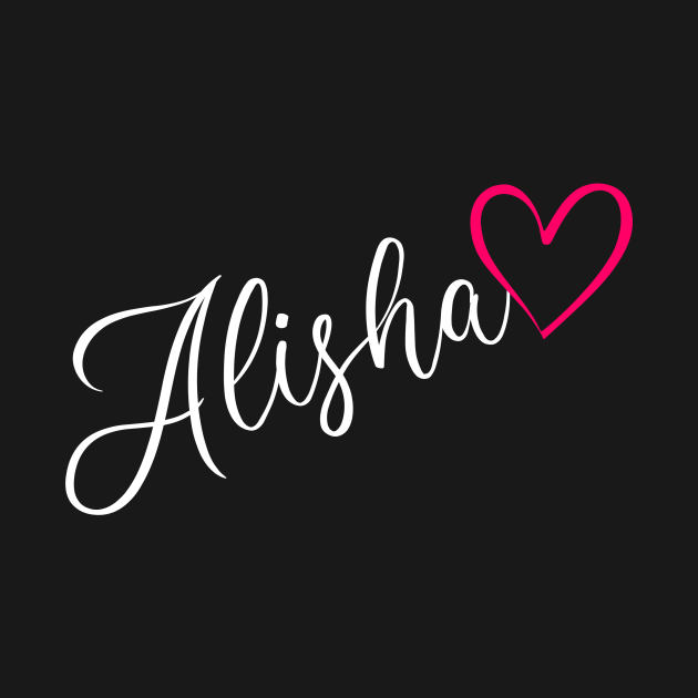 Alisha Name Calligraphy Pink Heart - Alisha Name - T-Shirt | TeePublic