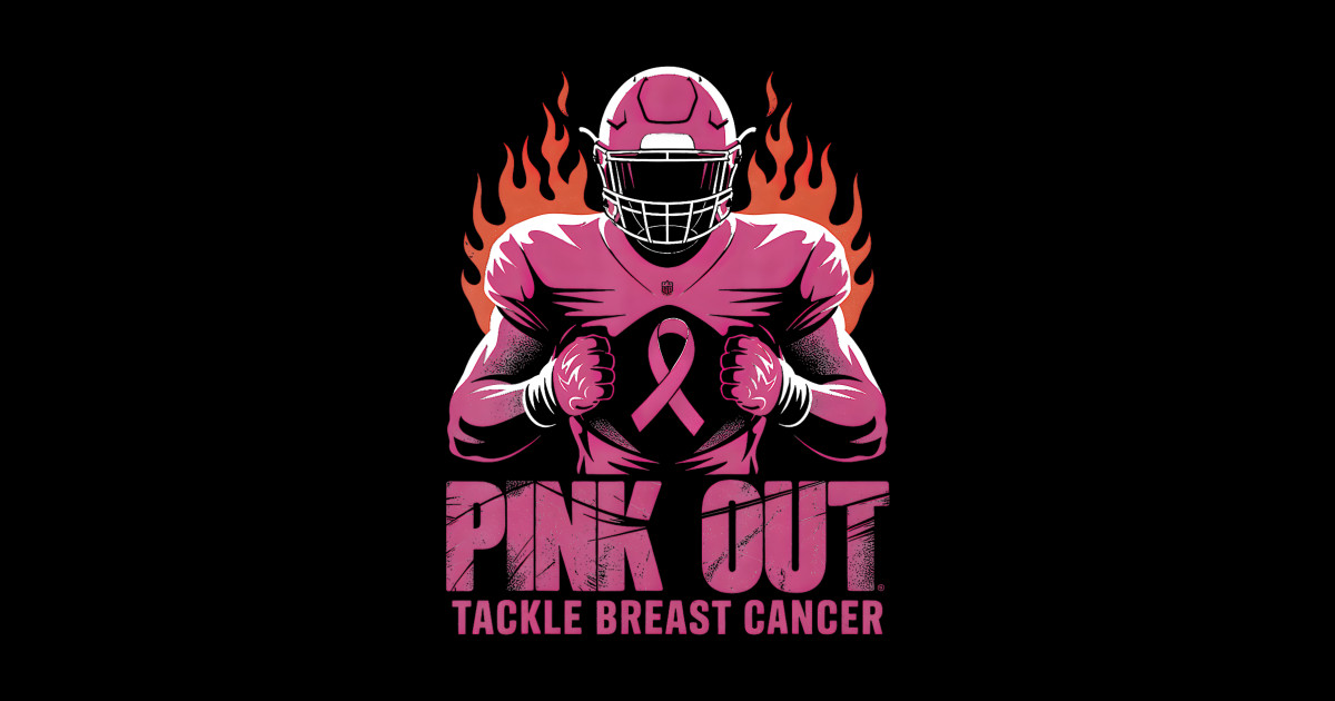 Pink Out Tackle Breast Football - Pink Out Football - Sticker | TeePublic