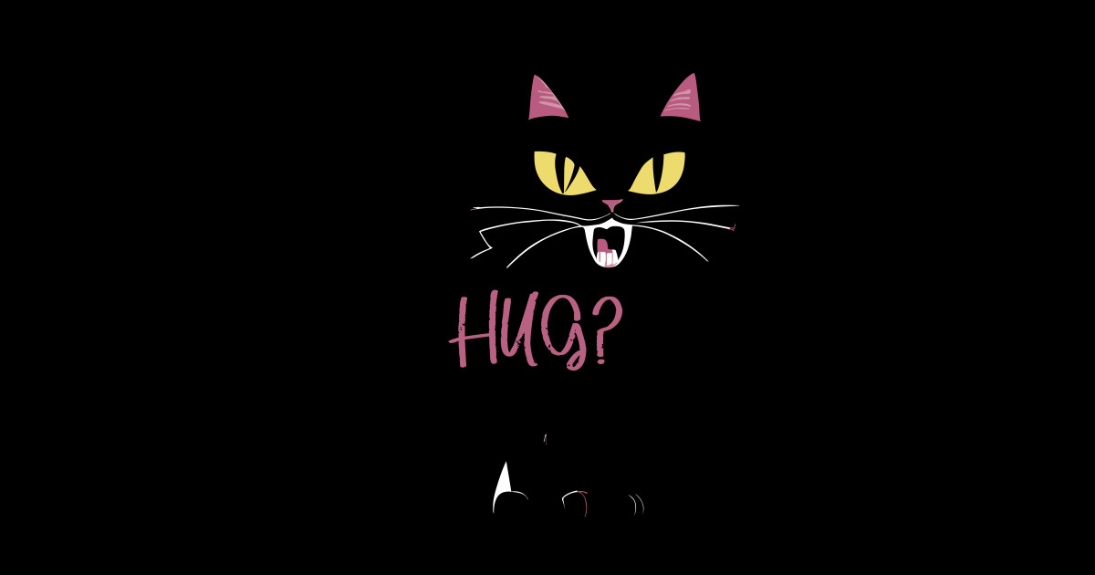 Angry Black Cat Hug - Black Cat - Sticker | TeePublic
