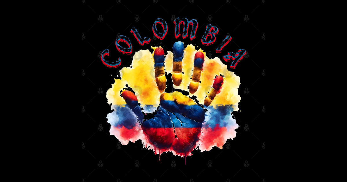 Colombian Pride Handprint Flag Watercolor Art - Colombian Flag ...