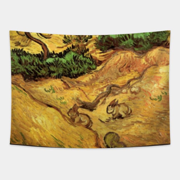 Field with Two Rabbits by Vincent van Gogh - Rabbits - Tapestry | TeePublic