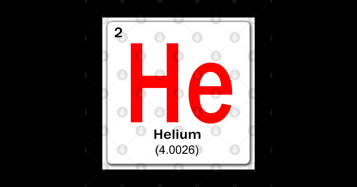 Chemical periodic table style tile - Helium on a white background. - 3 ...