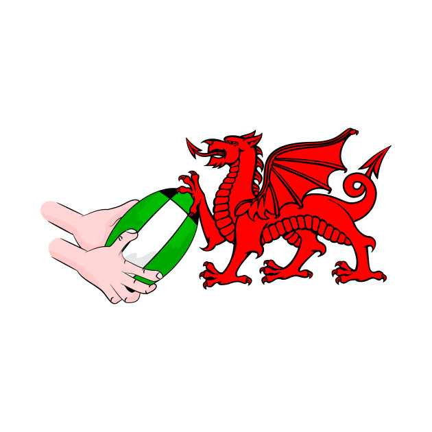 Wales Rugby Flag - Cute Dragon - T-Shirt | TeePublic