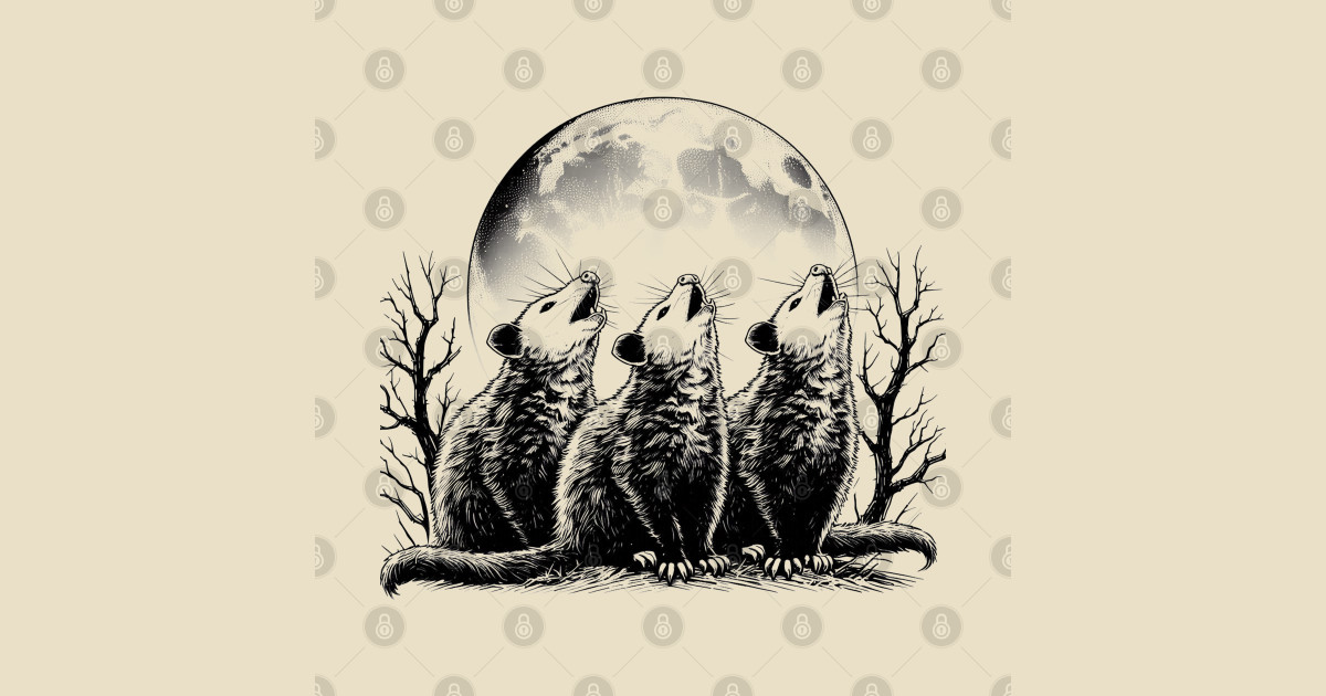 Three Possums Howling at Moon Vintage - Meme - T-Shirt | TeePublic