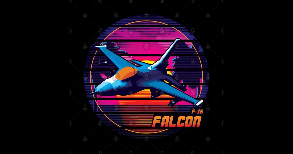 Neon Retro F-16 Falcon - Fighter Jet - Posters and Art Prints | TeePublic