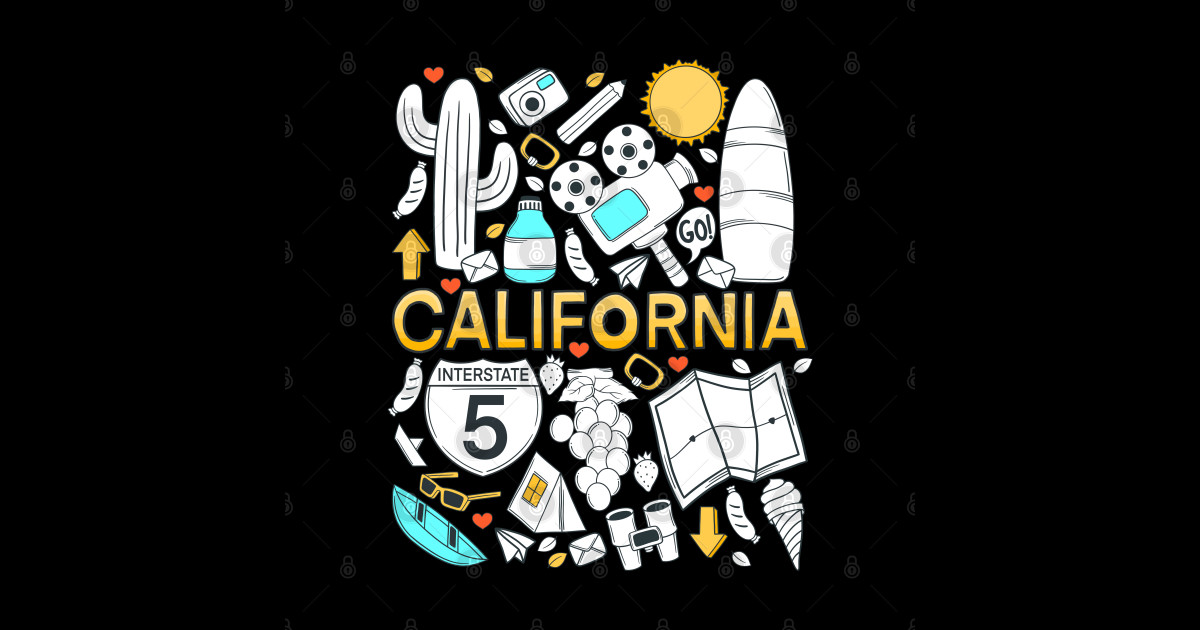 California Color Doodle - California Love - Sticker | TeePublic