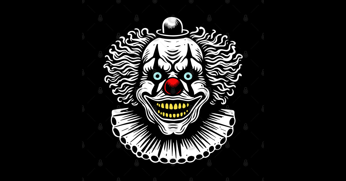 Linocut style illustration of scary clown - Scary Clown - Sticker ...