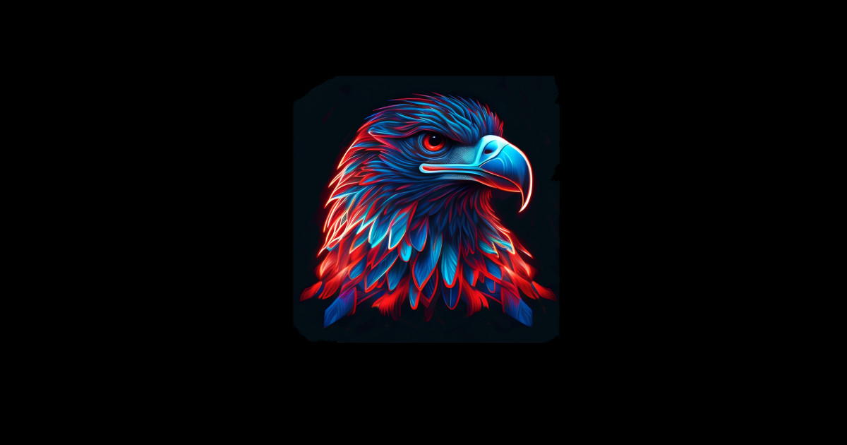 Colorful neon eagle on black spot - Eagle Head - Sticker | TeePublic