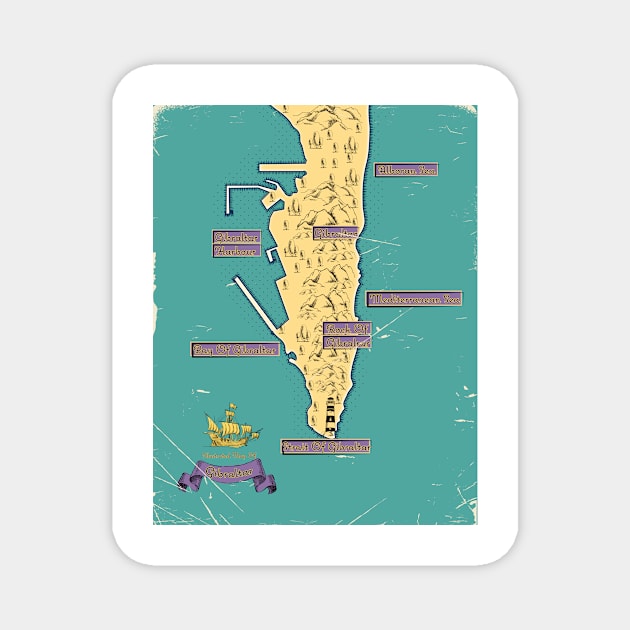 Vintage Illustrated map of Gibraltar - Vintage Illustrated Map Of ...