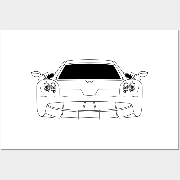 Pagani Huayra Black Outline - Car - Posters and Art Prints | TeePublic