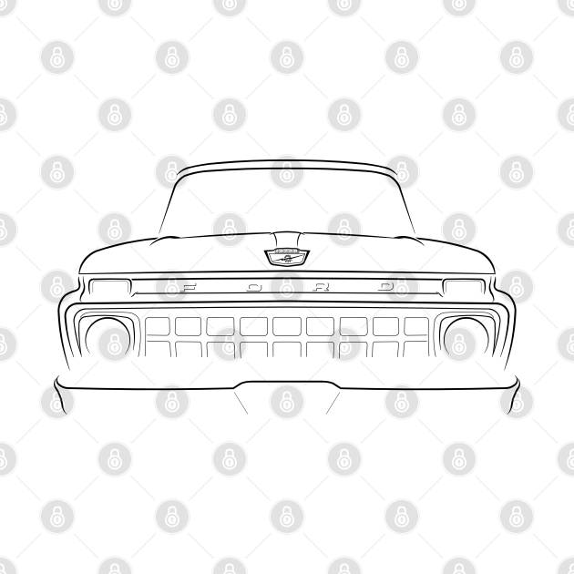 1965 Ford F-100 Pickup - front Stencil, black - F 100 - T-Shirt | TeePublic