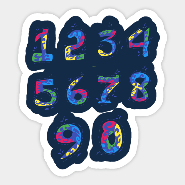 Numbers 1-9 - Numbers - Sticker | TeePublic
