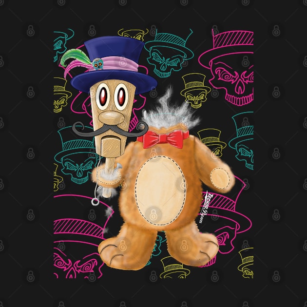 TechnoPigeon Voodoo Teddy With Skulls Background - Voodoo - T-Shirt ...