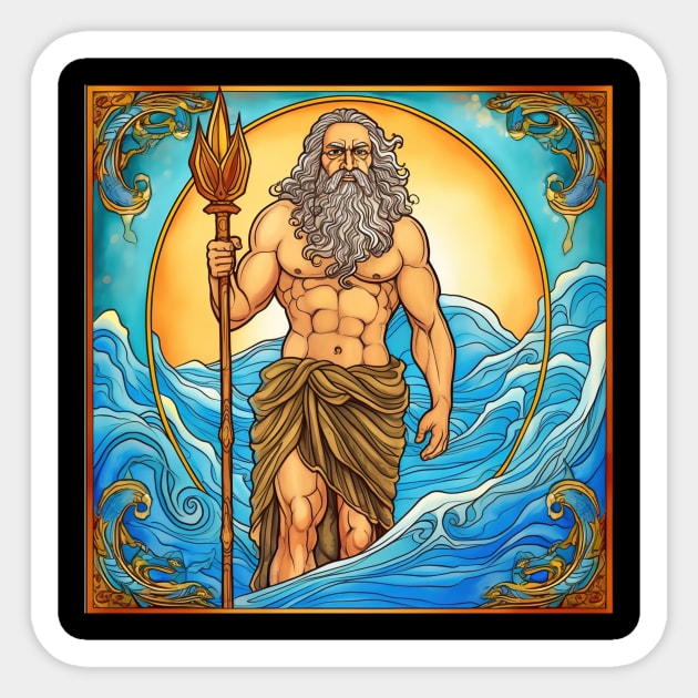 Poseidon - Art Nouveau - Sticker | TeePublic