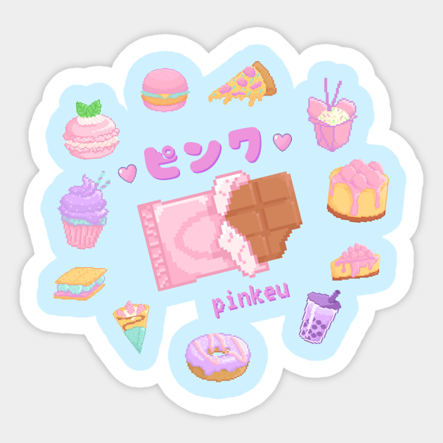 Kawaii Pink Foods - Kawaii - Sticker | TeePublic