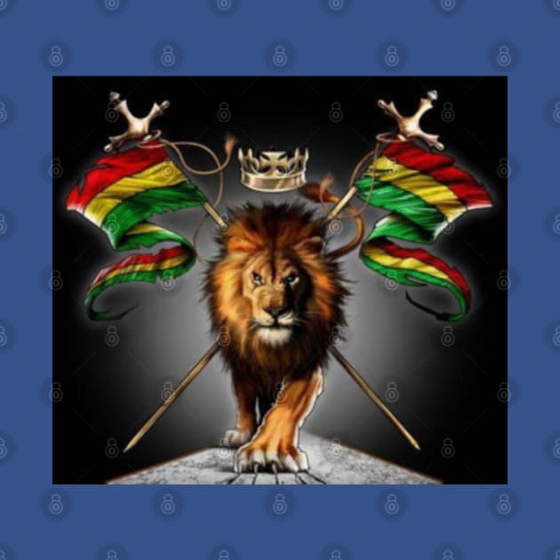Rasta Lion King With rasta flag - Rasta Lion - T-Shirt | TeePublic