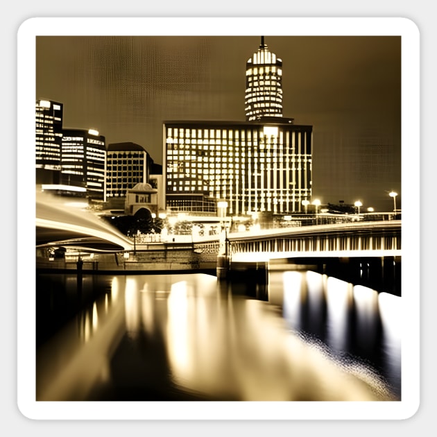 Melbourne City Lights Landscape Photo - Melbourne - Sticker | TeePublic