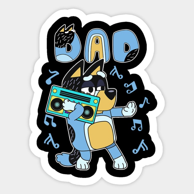 Bluey Dad Dancing Best Dad Ever Vintage Cartoon - Bluey - Sticker ...
