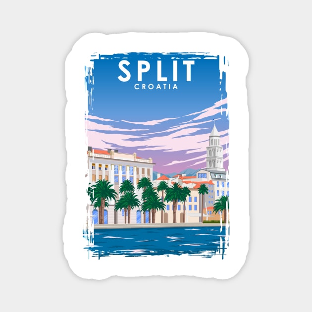 Split Croatia Vintage Minimal Retro Travel Poster - Croatia - Magnet ...