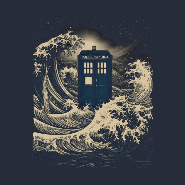 Tardis - Under the Wave off Kanagawa - Dr Who - Long Sleeve T-Shirt ...