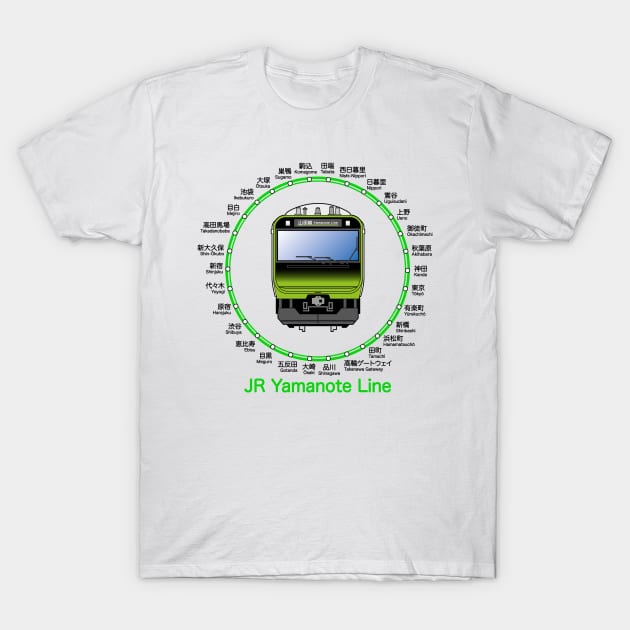 JR Yamanote Line Train and Stations - Japan - T-Shirt | TeePublic