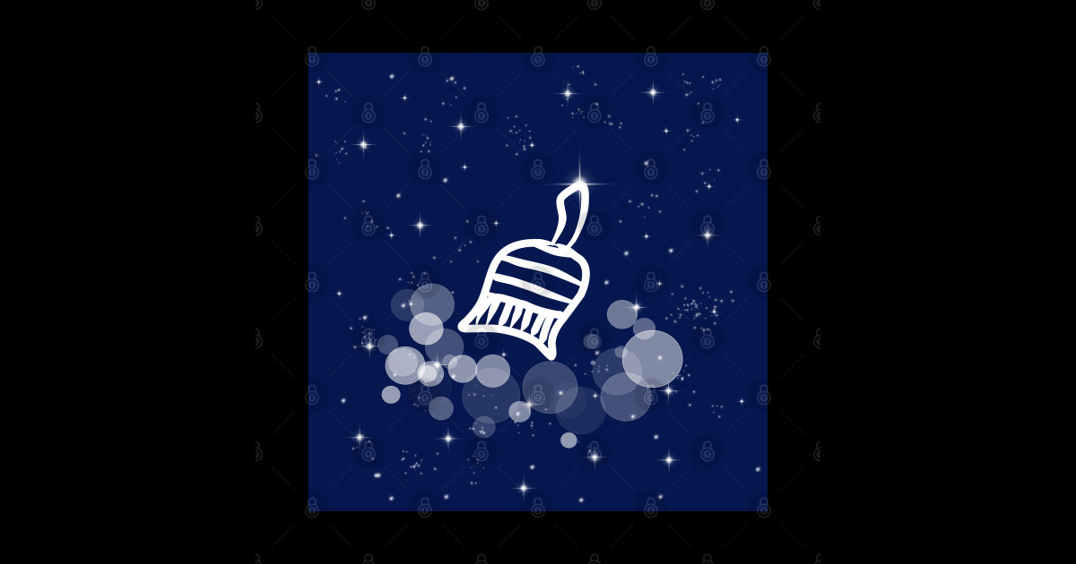 broom, cleaning, brush, tassel, illustration, night, cosmoc, space ...