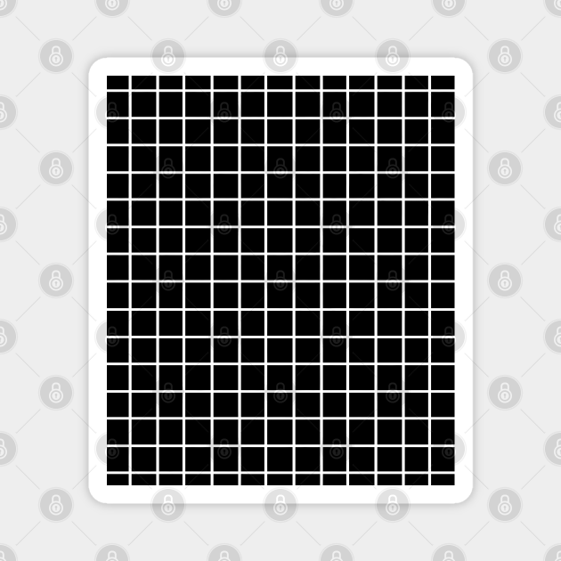 Thick White and Black Lines Grid - White - Magnet | TeePublic