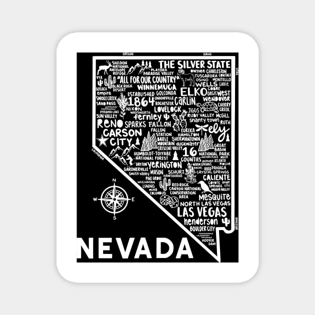 Nevada Map - Nevada - Magnet | TeePublic