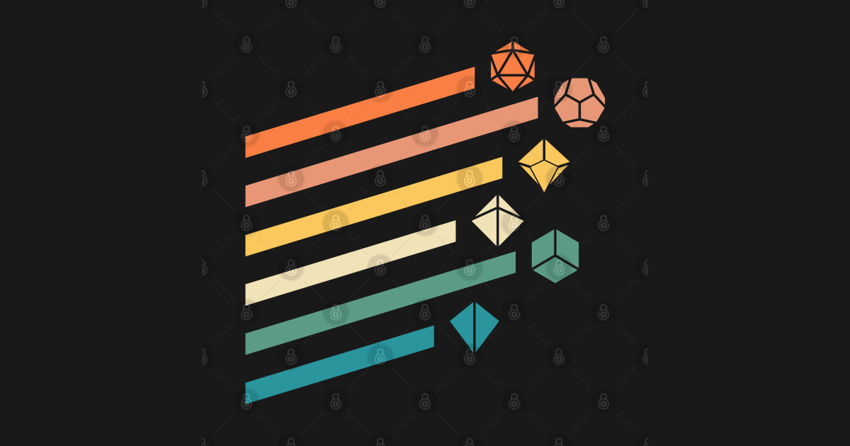 Retro Minimalist Polyhedral Dice Set Tabletop RPG - Dungeons And ...