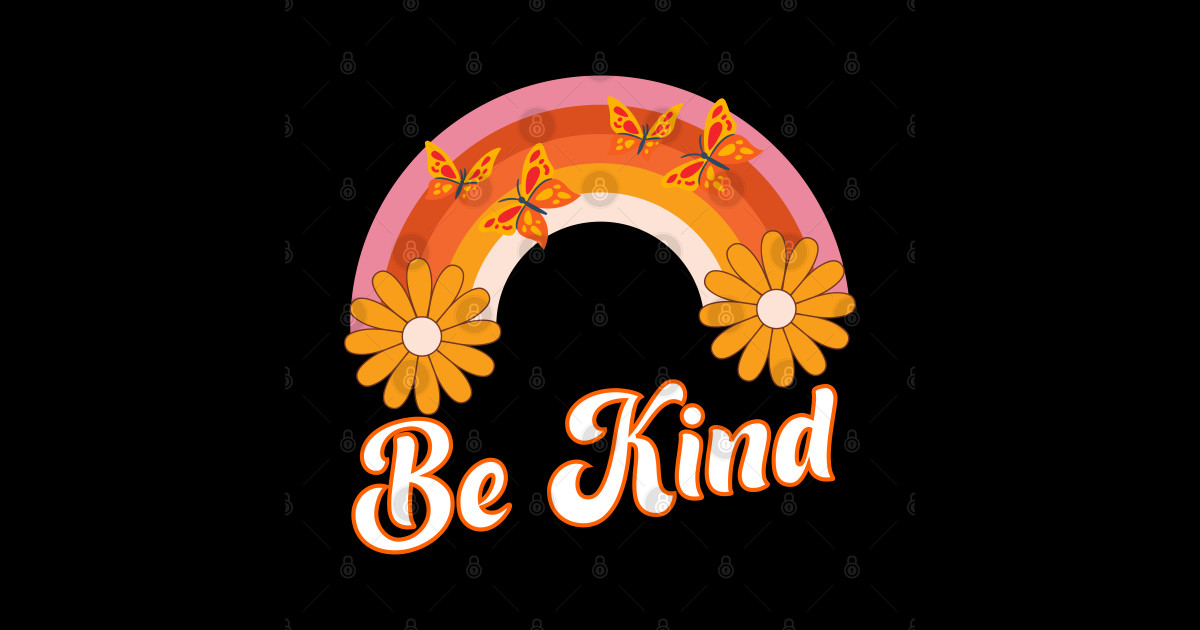 be kind, colorful rainbow with butterflies - Be Kind - Sticker | TeePublic