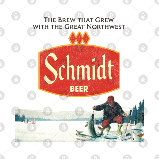 Schmidt Beer Retro Defunct Ice Fishing Nature Scene - Beer - T-Shirt ...