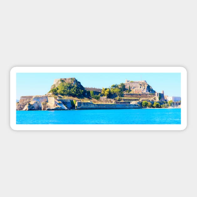 A View of Corfu Town, Greece - Corfu Town - Sticker | TeePublic