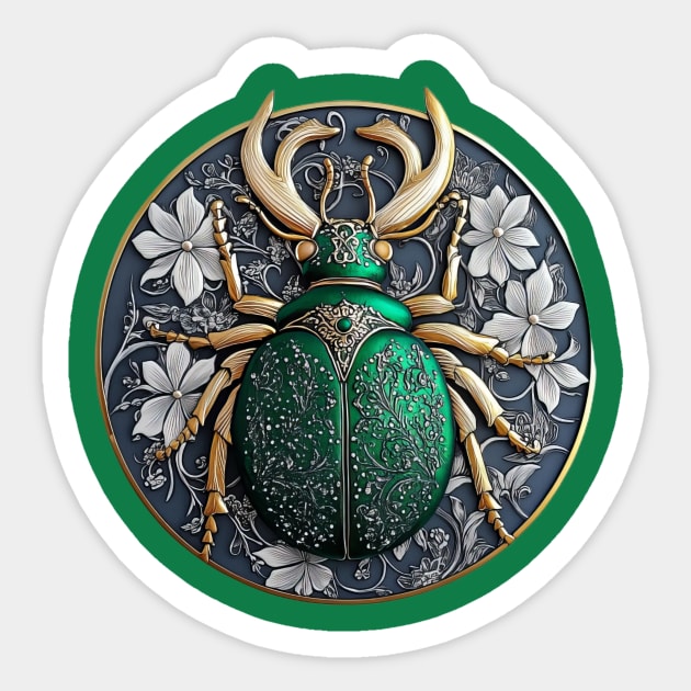 Green and Gold Stag Beetle - Beetle - Sticker | TeePublic